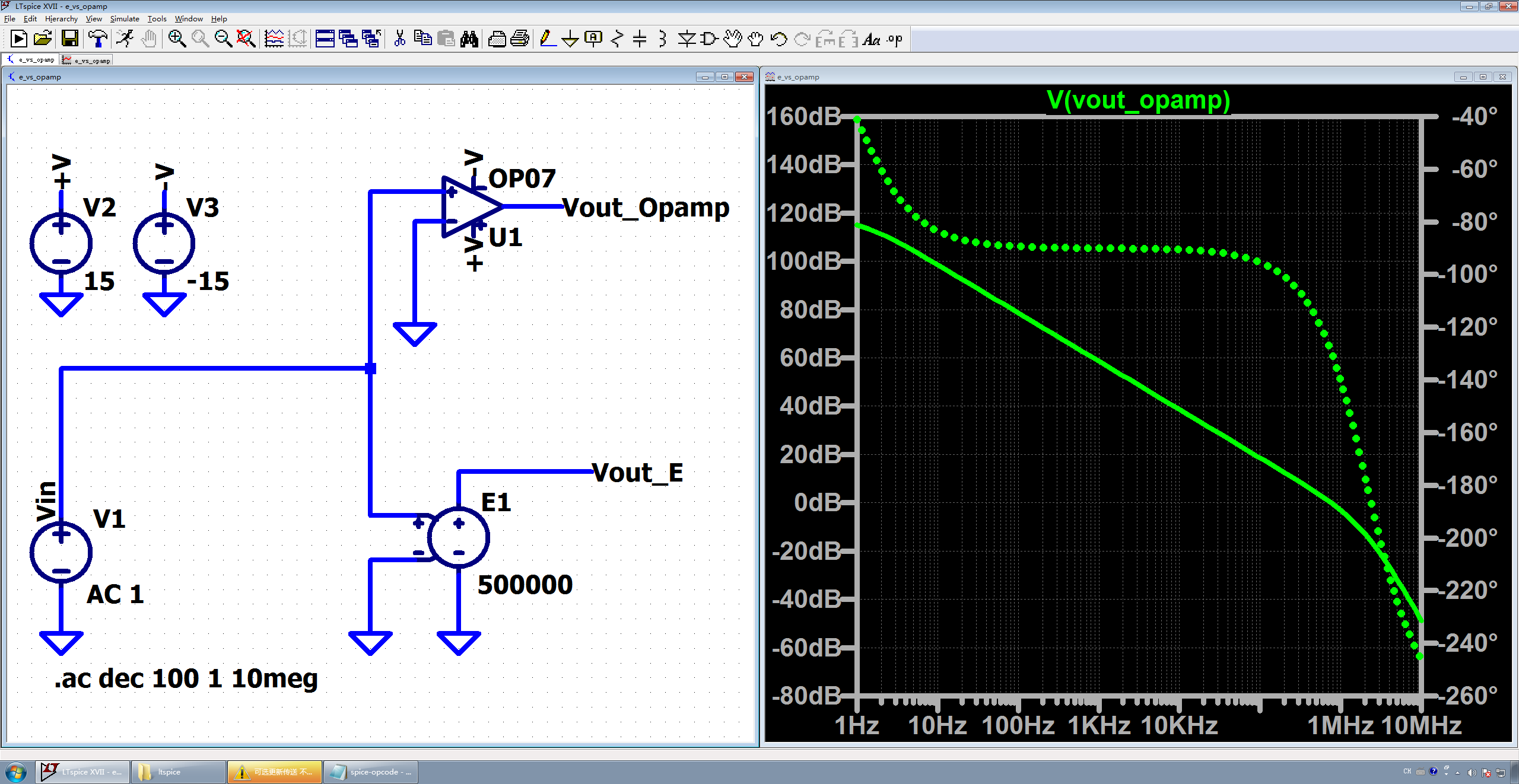 LTspice 上手教程 —— 粗略模拟一个运算放大器（OP07）的频率响应 - Crazy Ampilifer - 疯狂的运算放大器